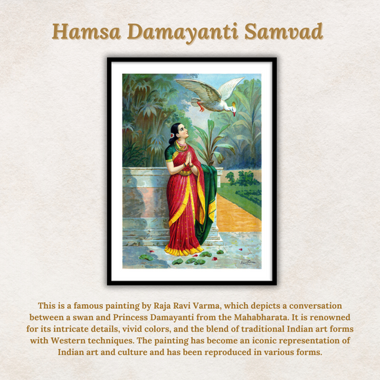 Hamsa Damayanti Samvad by Raja Ravi Varma Wall Art Painting for Decor ...