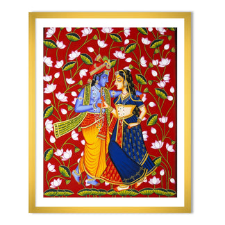 Radha Krishna on Lotus Talai | Indian Art for Wall Decor Paintings for ...