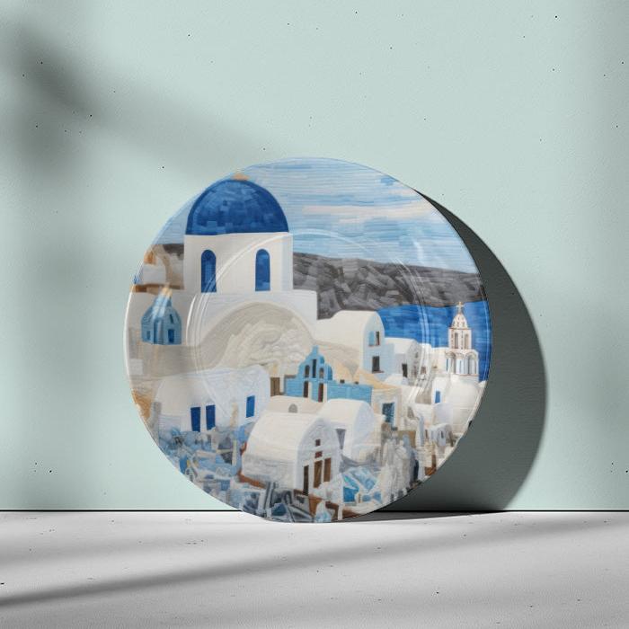 Santorini Greece Ceramic Wall Plate for Home Decor – The Atrang