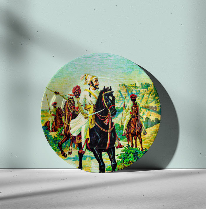 Chattrapati Shivaji Maharaj with Sant Tukaram by Ravi Varma Ceramic Pl ...