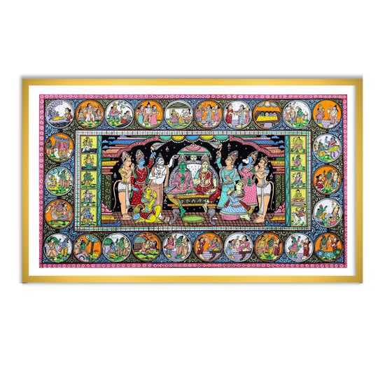 Ram Darbar Pattachitra Art | Ram ji story Pattachitra Framed Wall Art ...