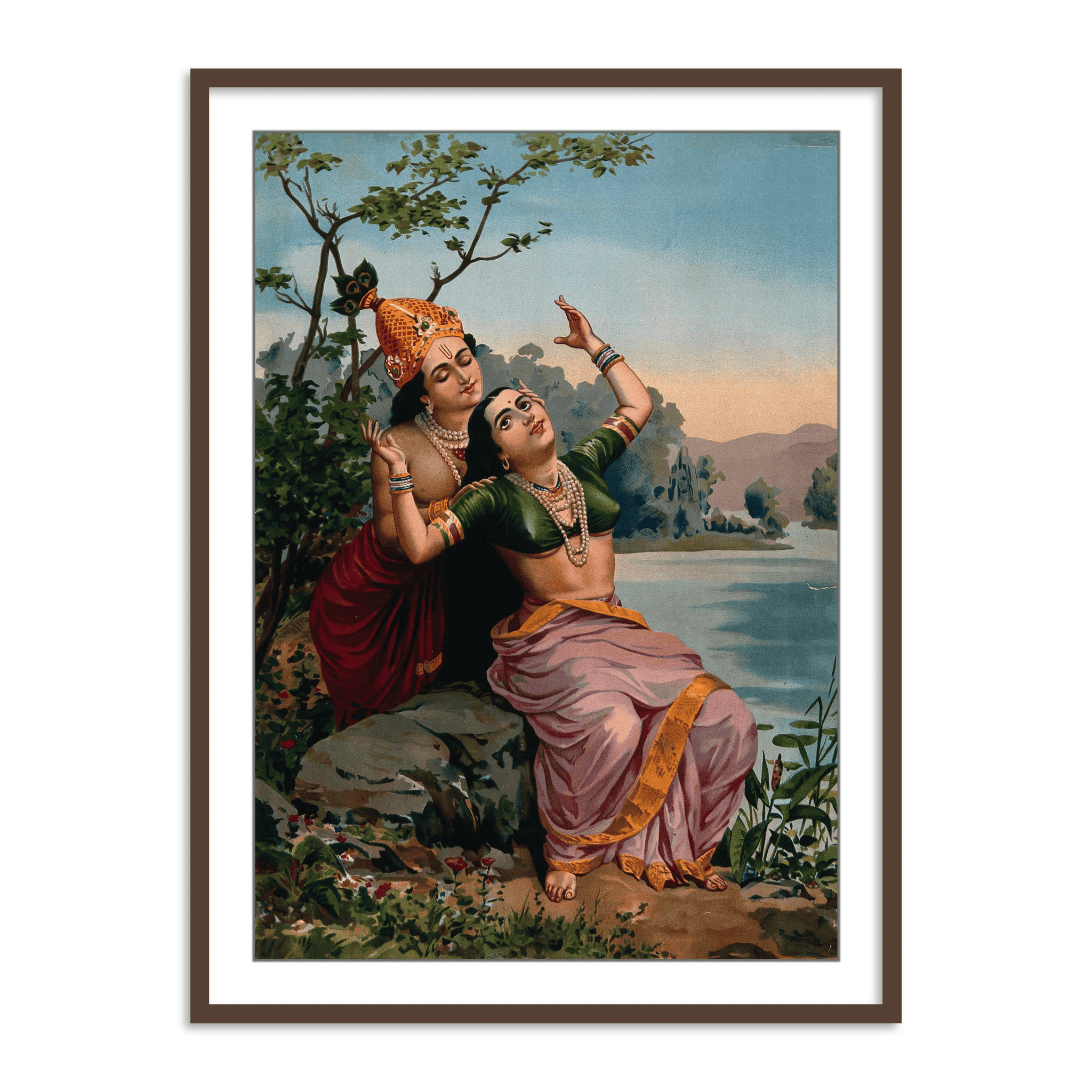 Krishna embracing Radha by Raja Ravi Varma Wall Art Print for Home Dec ...