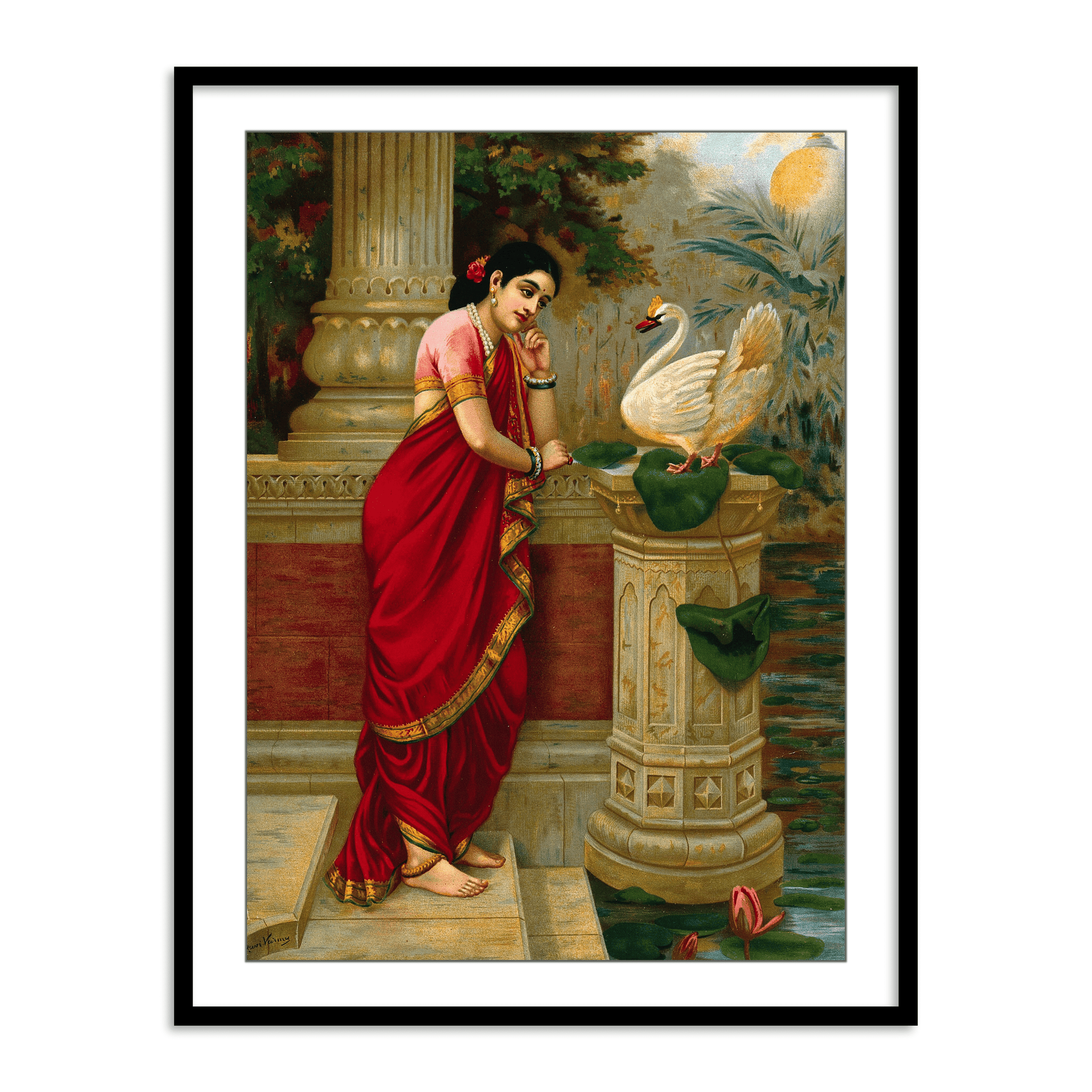 A swan telling Damayanti of Nala's love by Raja Ravi Varma Wall Art ...