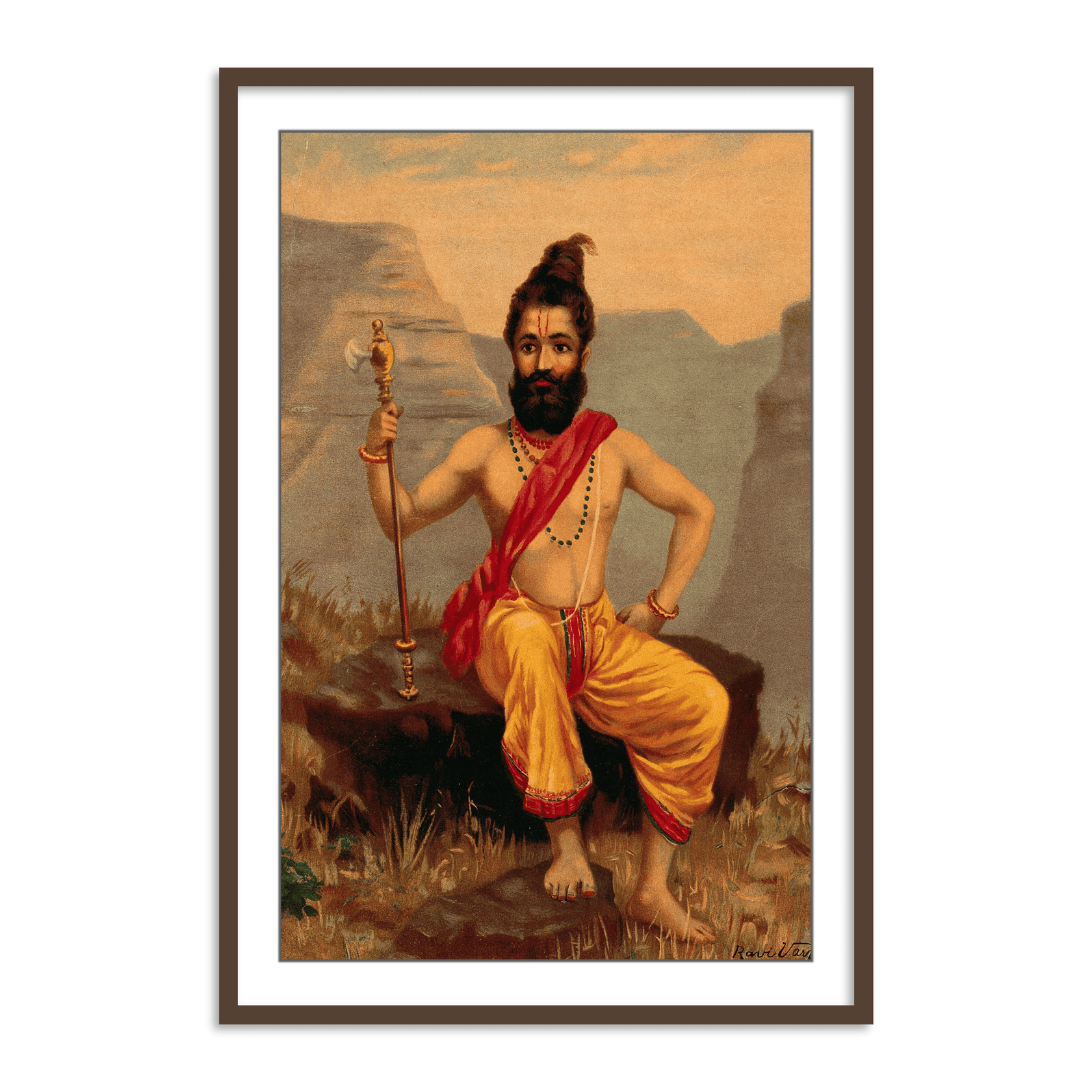 Vishnu's sixth avatar Parashu Rama by Raja Ravi Varma Wall Art Paintin ...